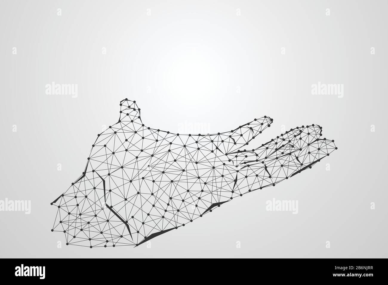 abstract technology business concept hand digital link on hi tech gray ...