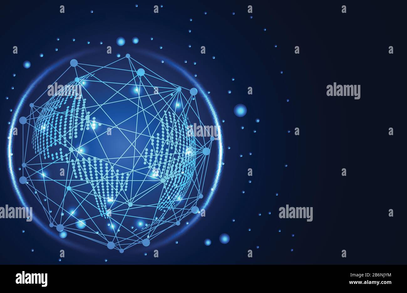 abstract technology concept world digital link network on hi tech ...