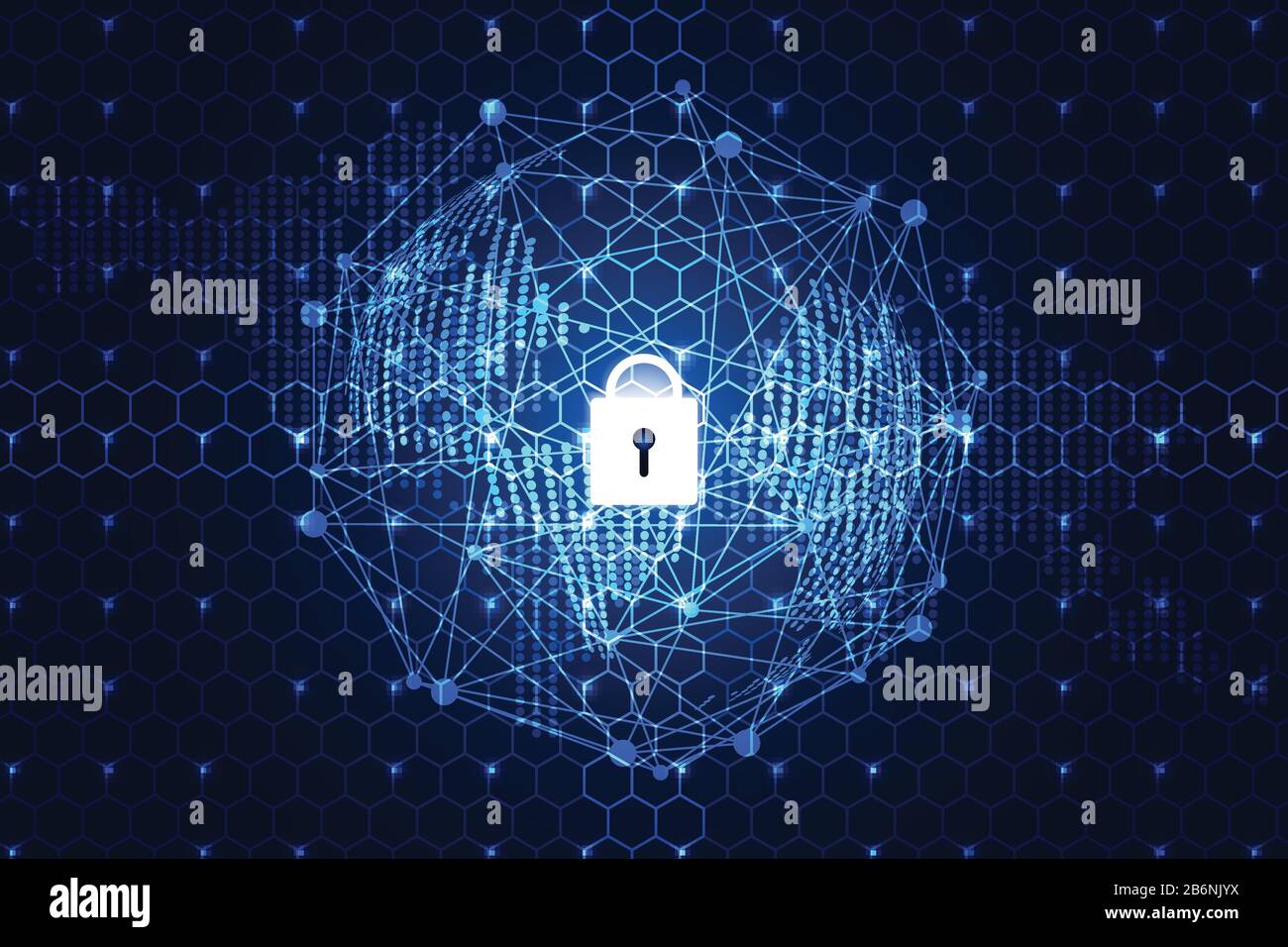 abstract technology concept world digital link cyber security on hi ...