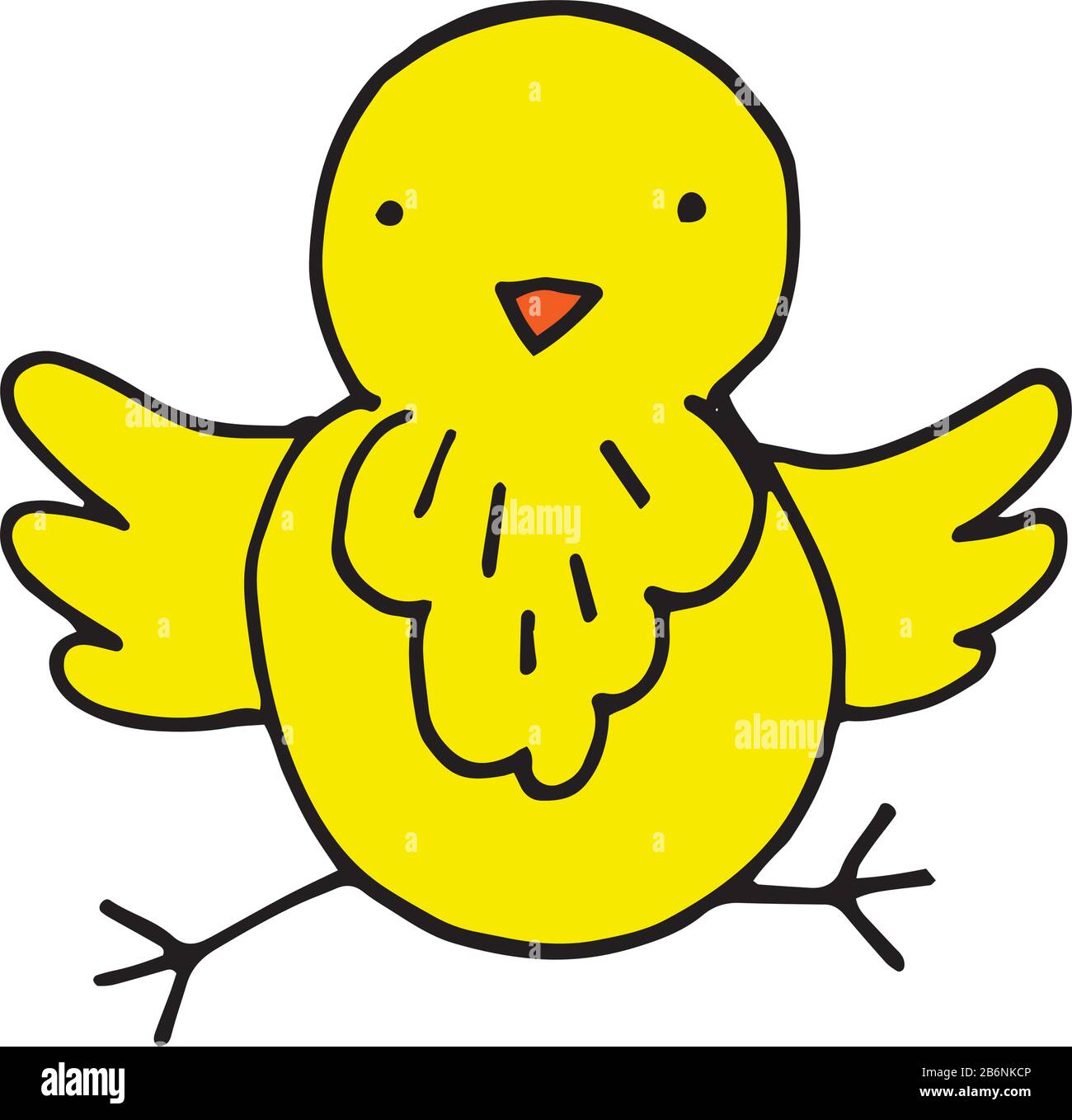 Yellow chick outline art, vector design, easter bird, hand drawn ...
