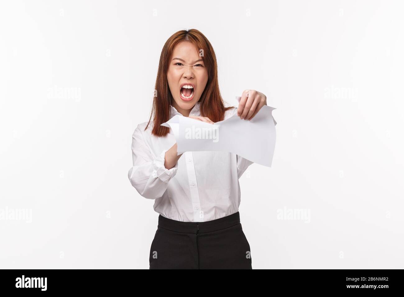Career, office life and women concept. Portrait of angry, pissed-off ...