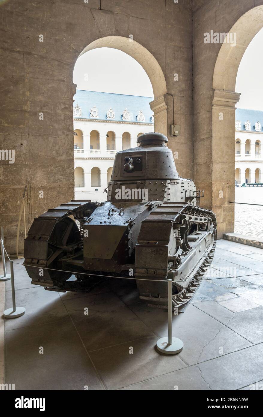 World War I tank displayed in the yard of the Army Museum in Les ...