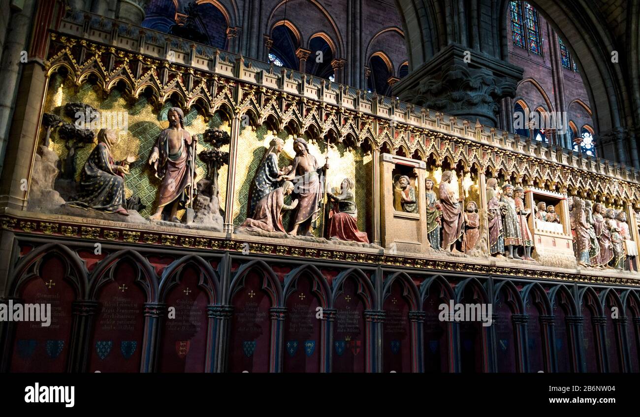 Jesus Christ bas-relief scenes from Holy Bible inside of Notre-Dame de ...
