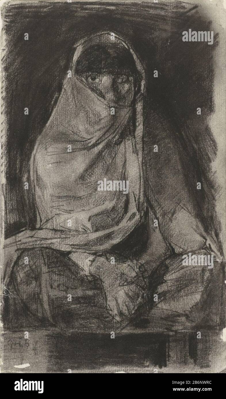 Gesluierde Arabische vrouw Veiled Arab women object type: Drawing ...