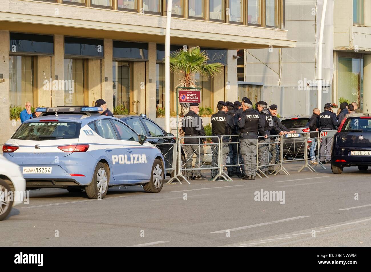 Italian Police force car with policemen. State Police, Polizia di Stato ...