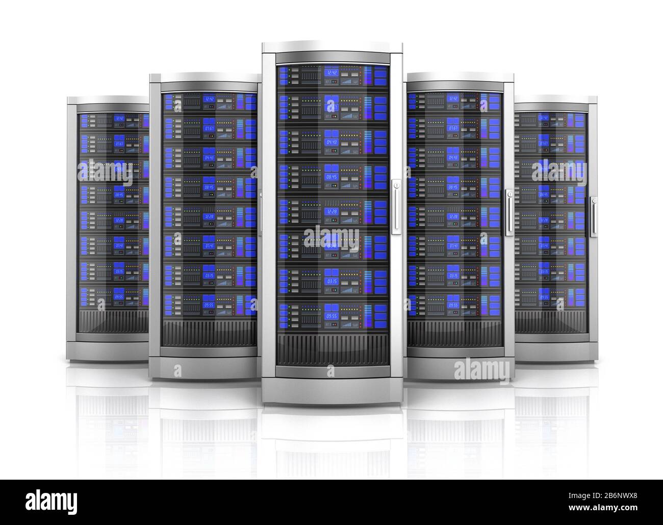 network workstation servers 3d illustration isolated on white ...