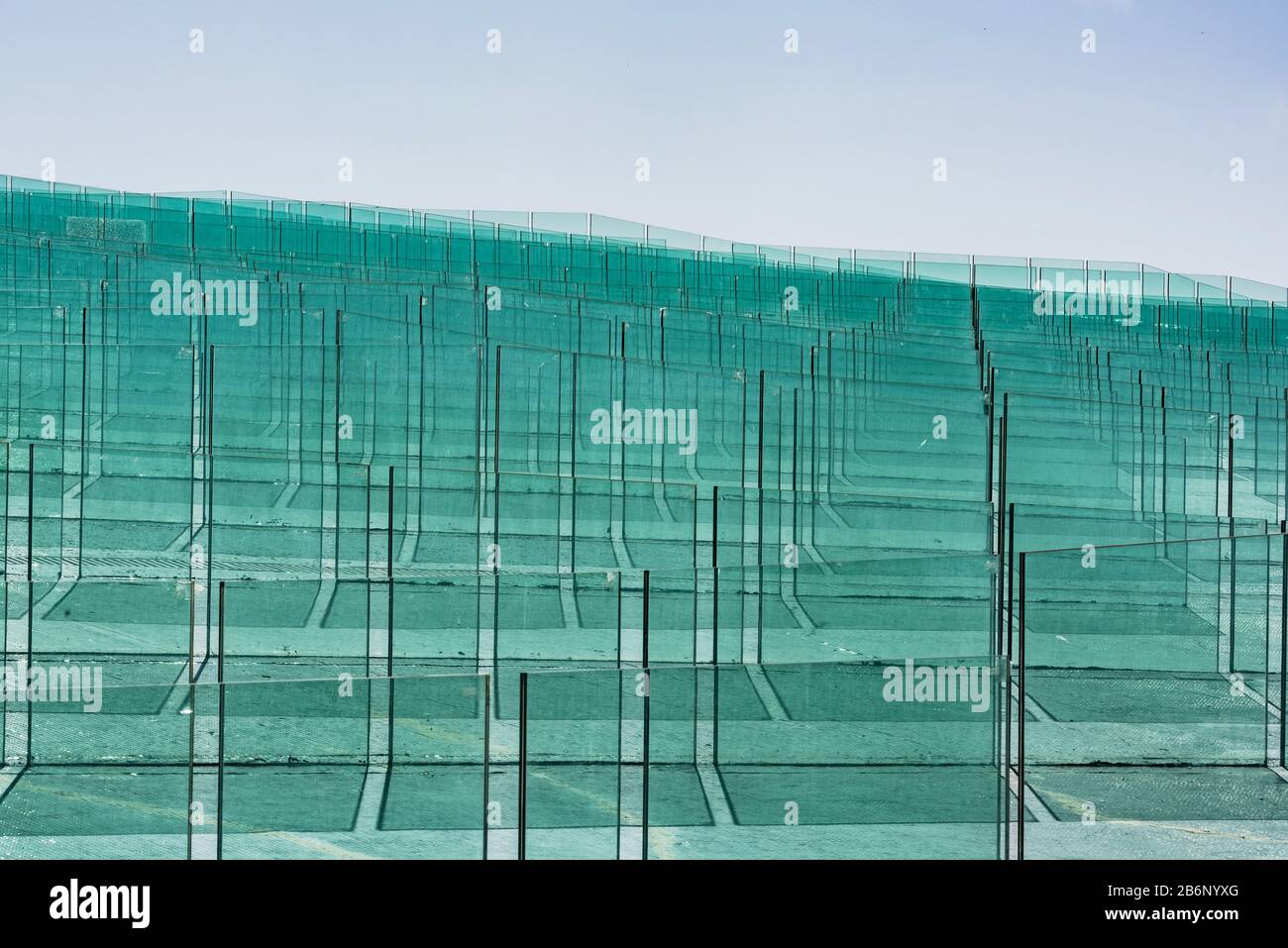 Sheets of green tempered clear glass Stock Photo - Alamy