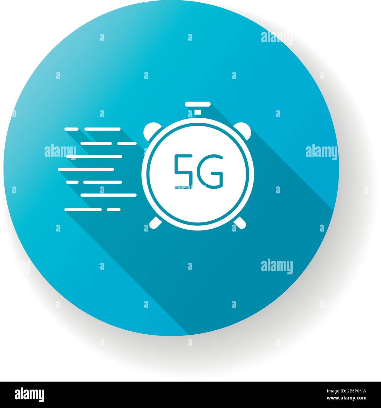 5G fast speed connection blue flat design long shadow glyph icon. High ...