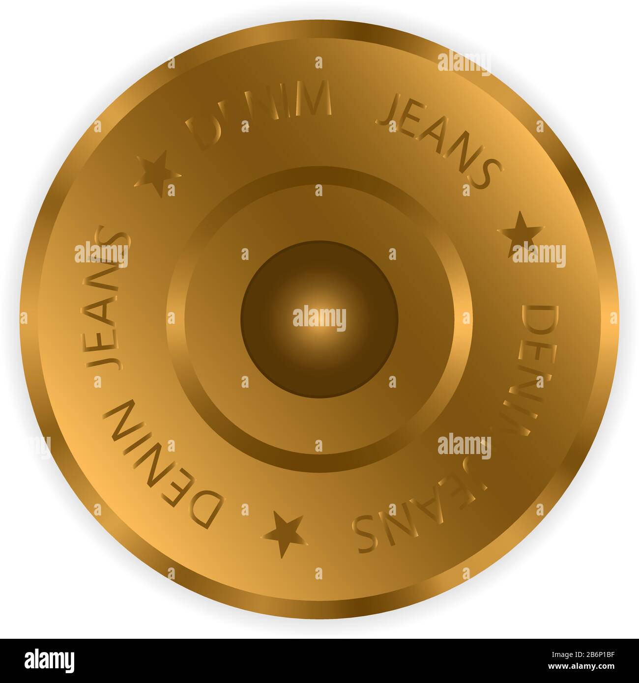 Vector illustration close-up, bronze metal button with inscription ...