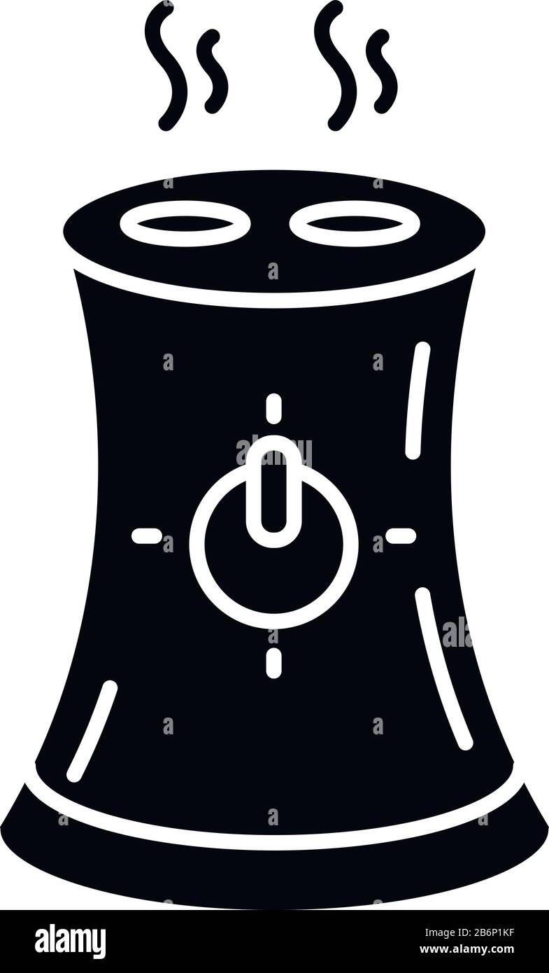 Air purifier, home device black glyph icon. Portable air humidifier ...