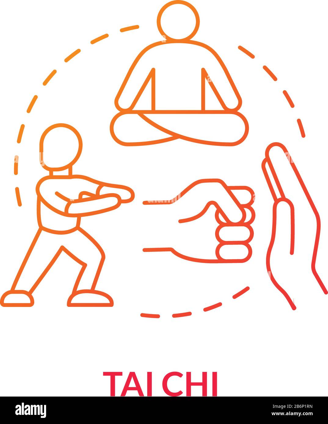 Tai chi concept icon. Traditional chinese martial art idea thin line ...