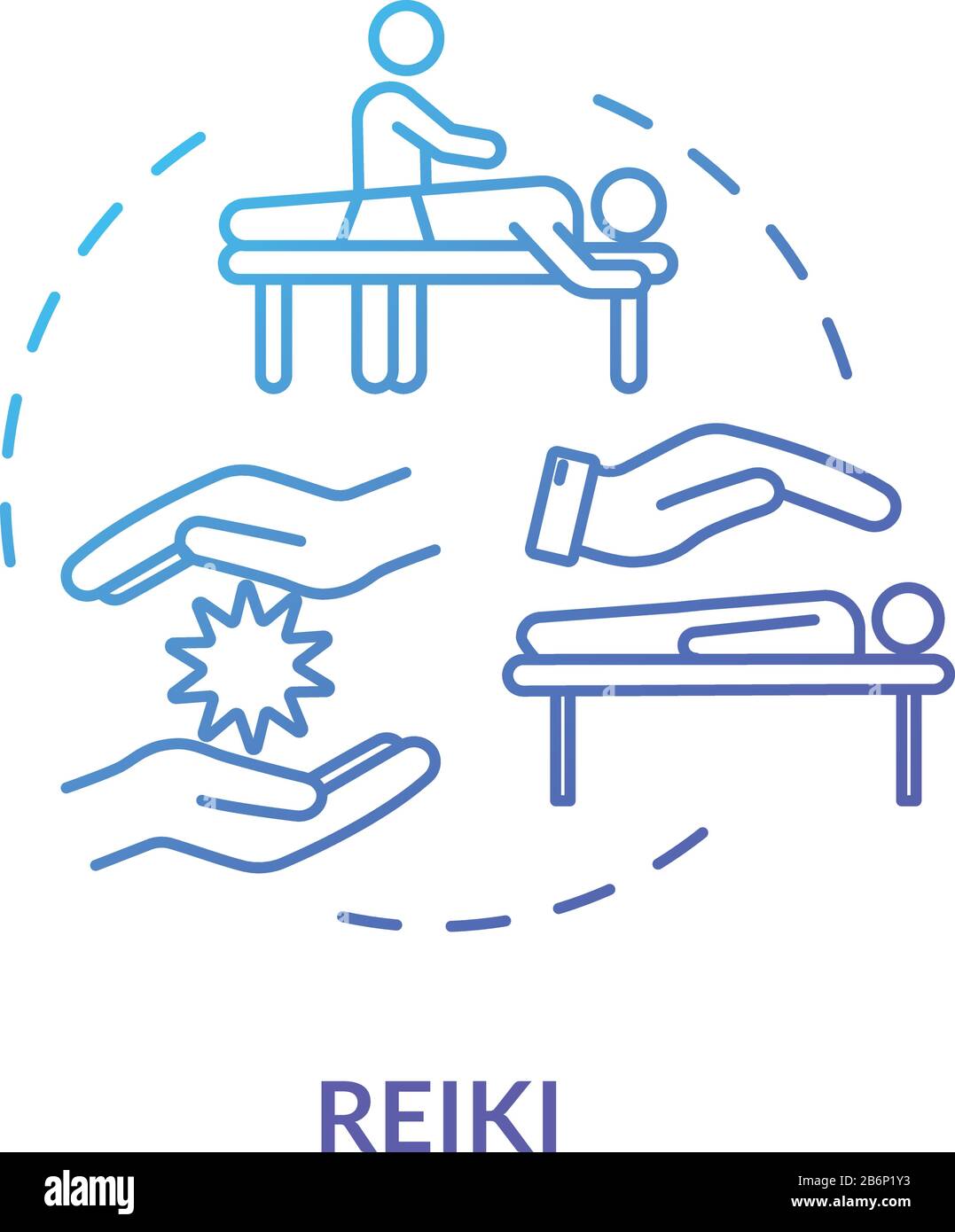 Reiki concept icon. Alternative medicine, energy therapy idea thin line ...