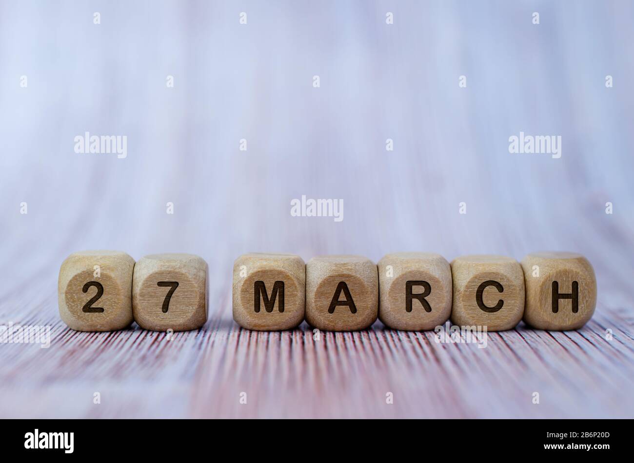 Date March 27, wooden cubes. Days of the month Stock Photo - Alamy
