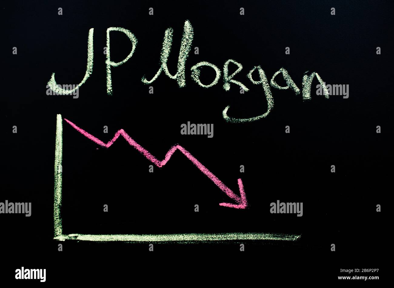 Negative chart in the red zone on the chalkboard Stock Photo - Alamy
