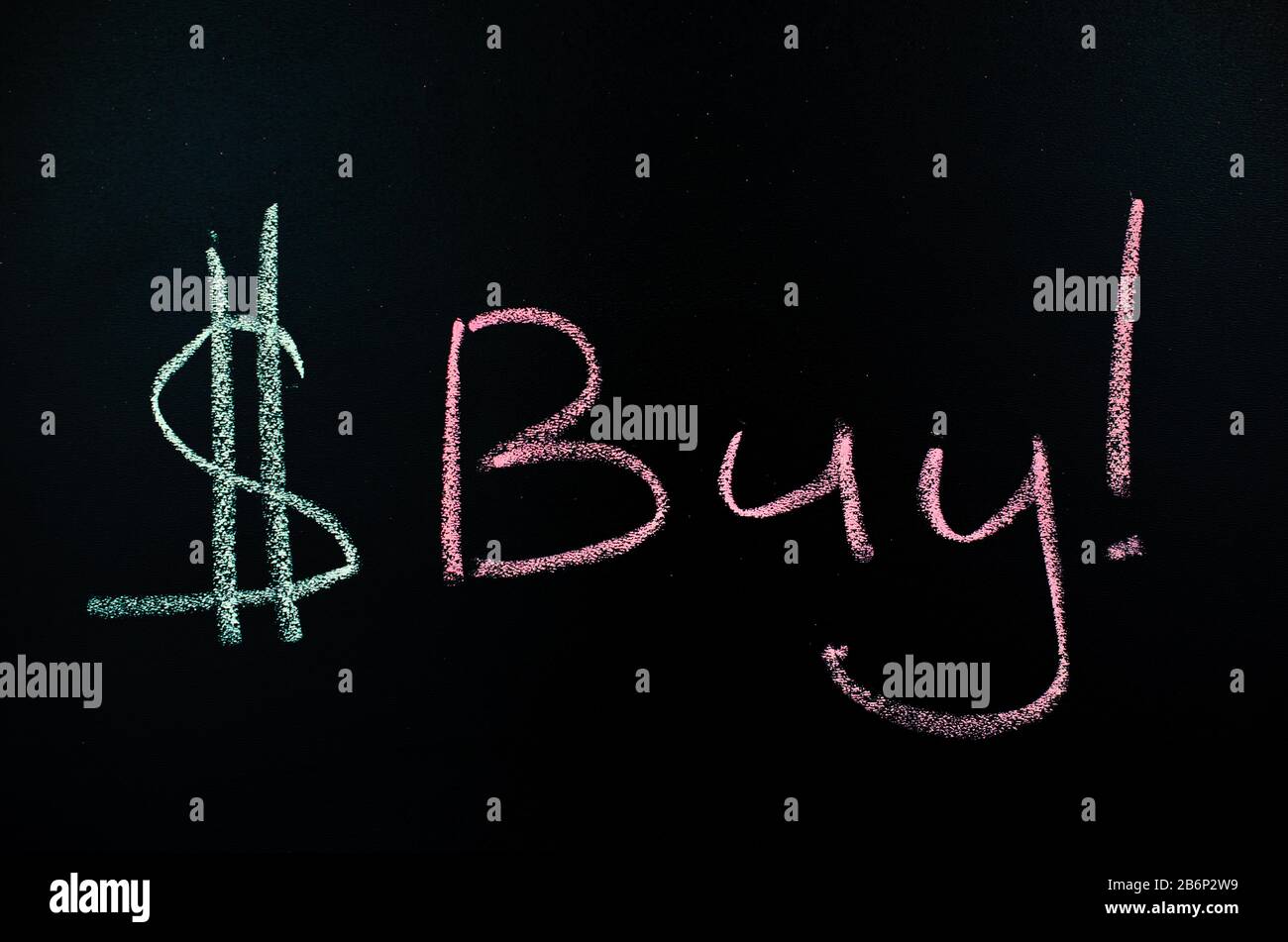 Negative chart in the red zone on the chalkboard. BUY inscription Stock ...