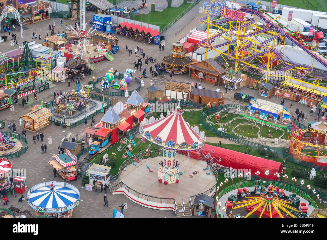 London, UK 5th January, 2020. An amusement park is a park that features ...