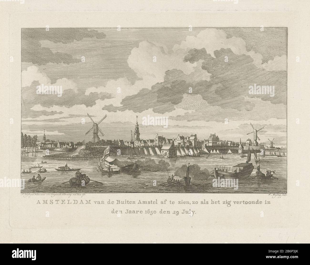 Gezicht op Amsterdam vanaf de Buiten-Amstel, 1650 Amsteldam van de Buiten Amstel af te zien, zo ...