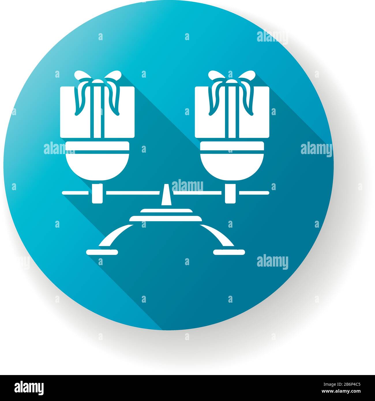 Mutual benefit blue flat design long shadow glyph icon. Equality in ...