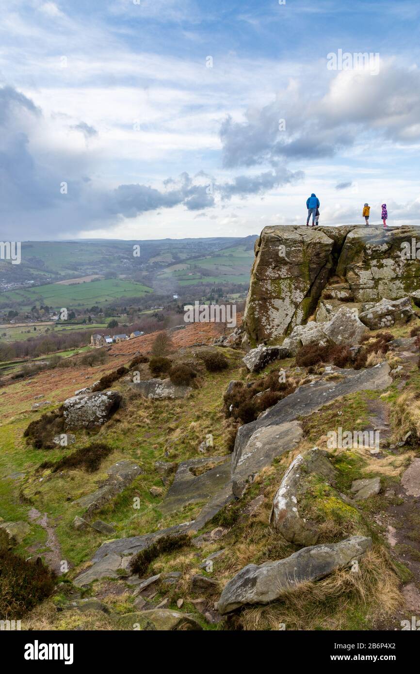 Rain storm approaches Curbar Gap, Peak District Derbyshire UK Stock ...