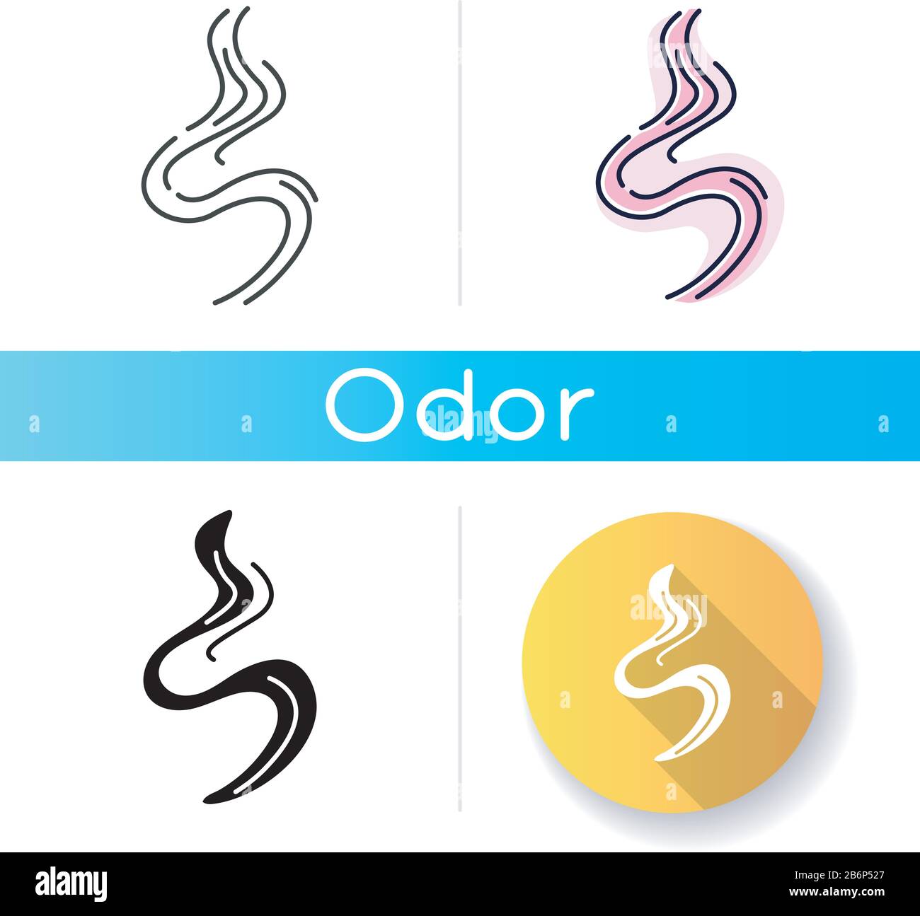 Odor icon. Good smell. Aroma swirl, nice perfume scent wave. Aromatic ...