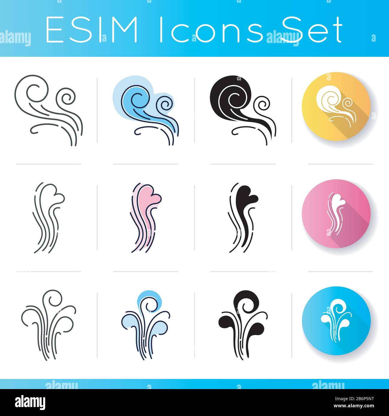 Odor icons set. Good smell. Wind swirl, nice perfume scent. Aromatic ...
