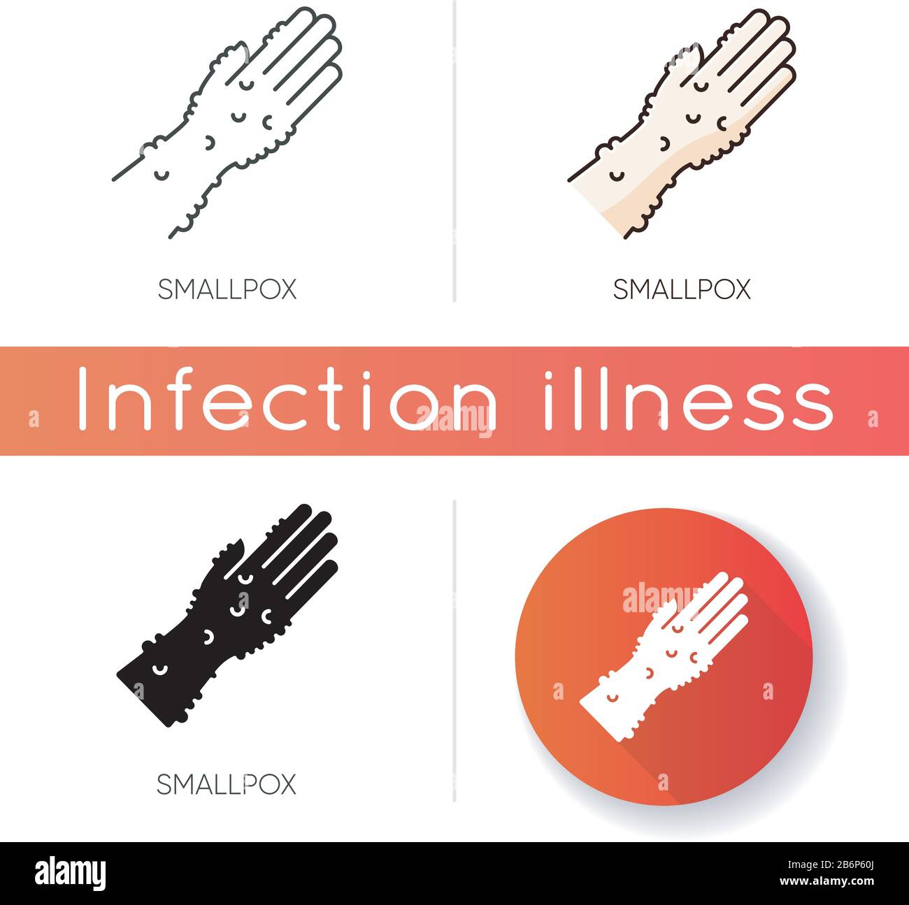 Smallpox icon. Linear black and RGB color styles. Contagious ...