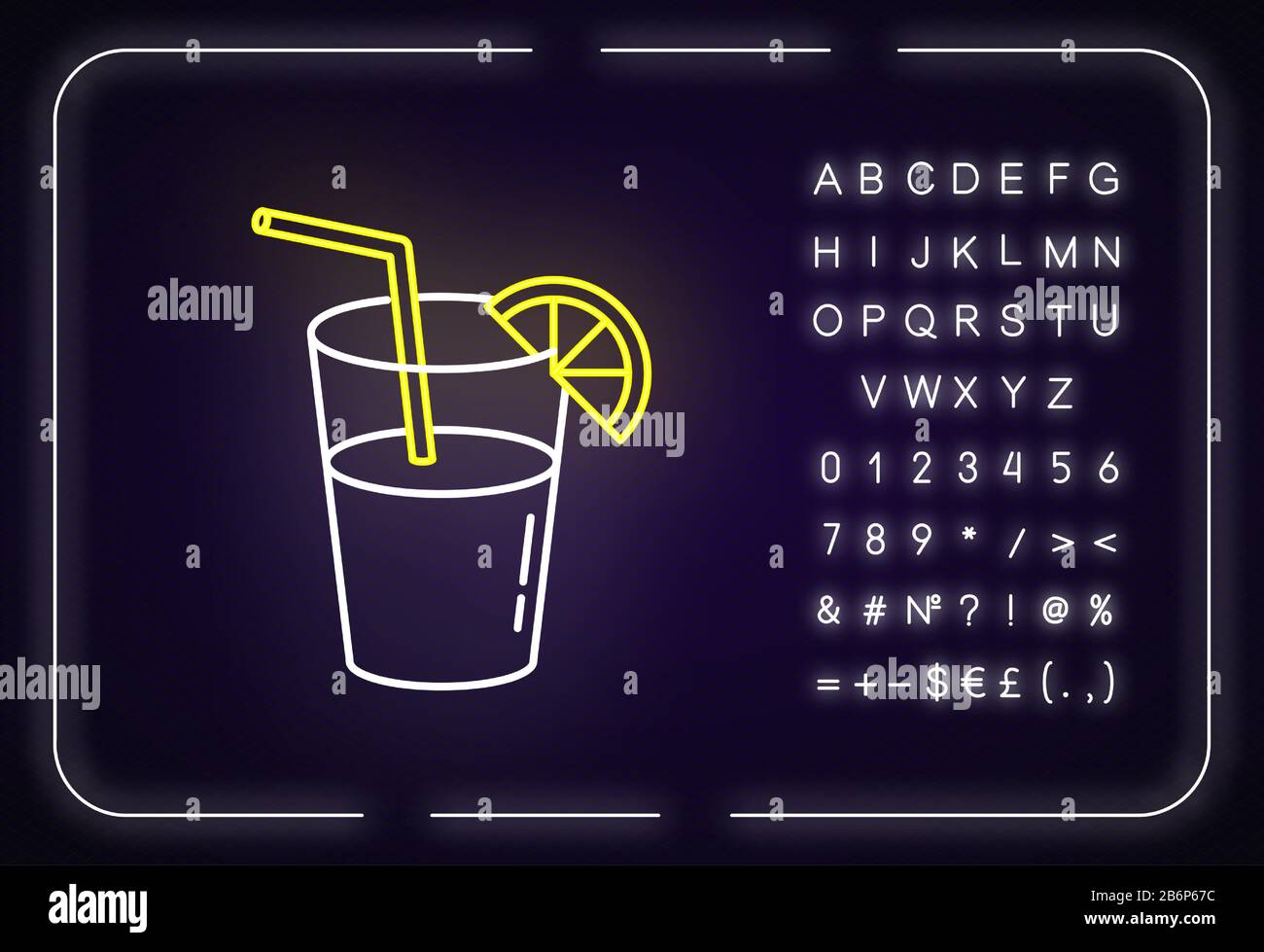 Long drink, cocktail neon light icon. Outer glowing effect. Sign with ...