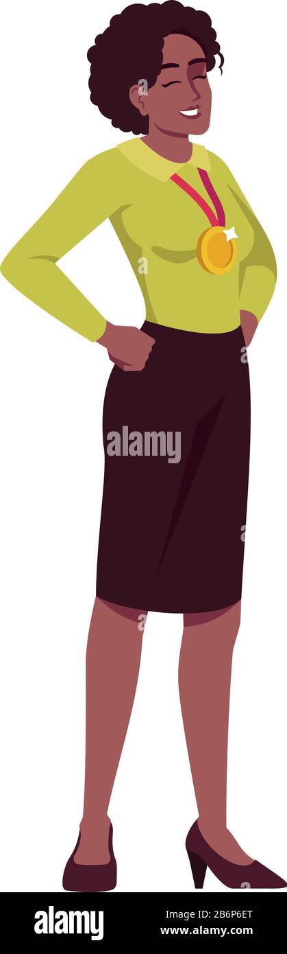 Professional achievements distinction semi flat RGB color vector ...