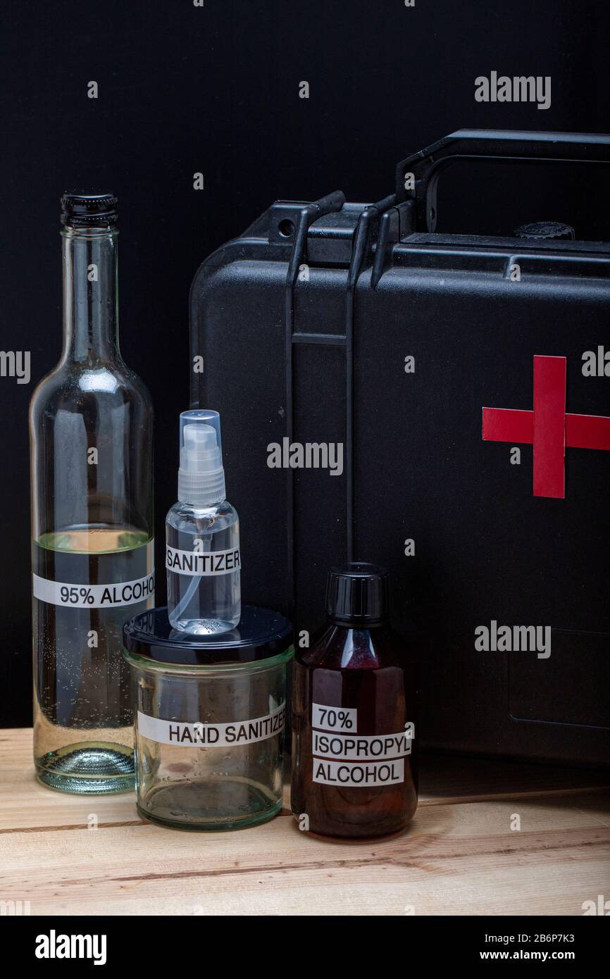 Sanitizer medical alcohol spirit based liquid to desinfect hands ...