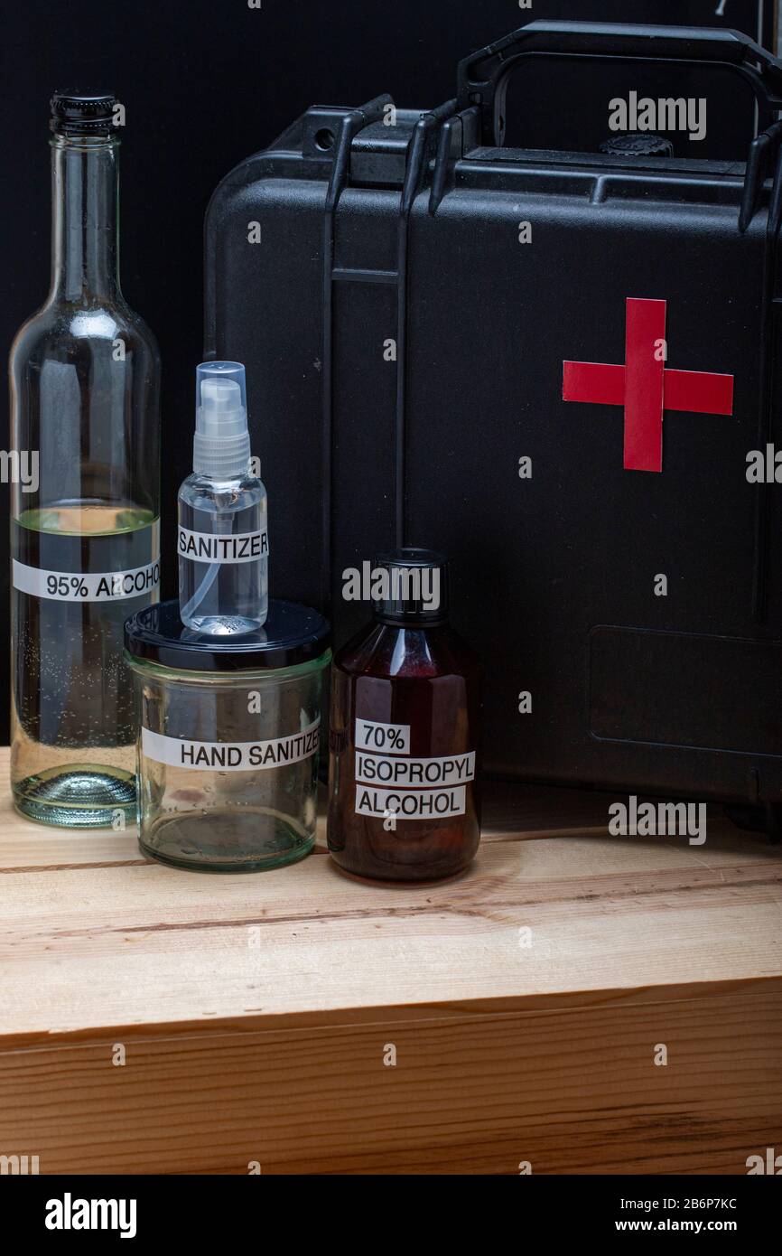 Sanitizer medical alcohol spirit based liquid to desinfect hands ...