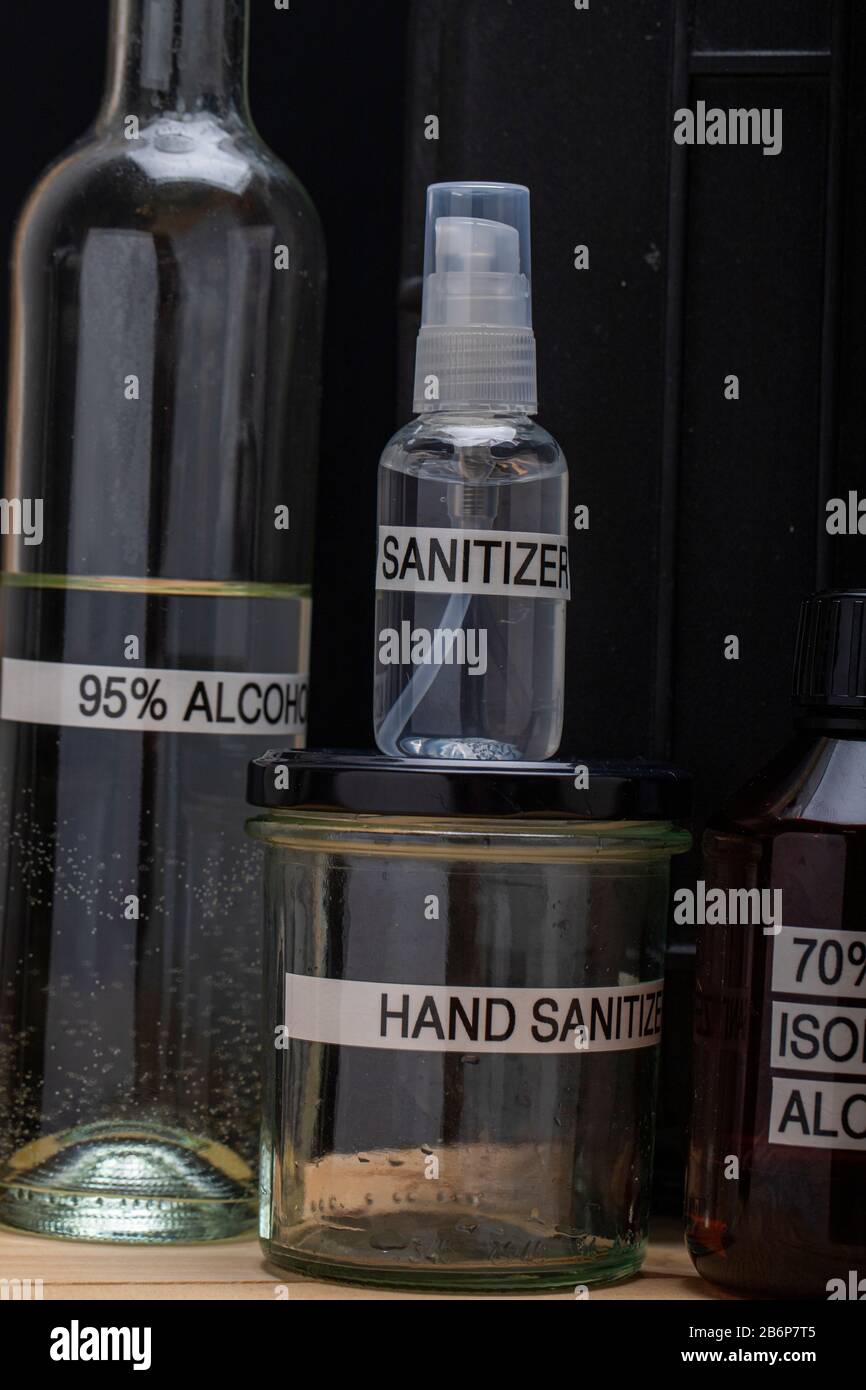 Sanitizer medical alcohol spirit based liquid to desinfect hands ...
