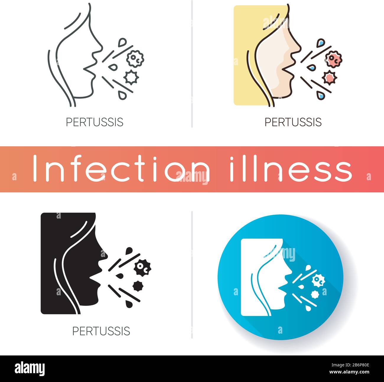 Pertussis icon. Linear black and RGB color styles. Respiratory ... Pertussis icon. Linear black and RGB color styles. Respiratory ...