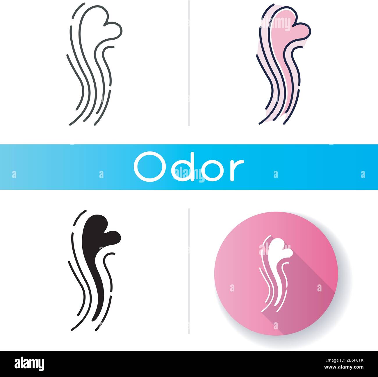 Odor icon. Good smell. Aroma swirl with heart shape evaporation ...