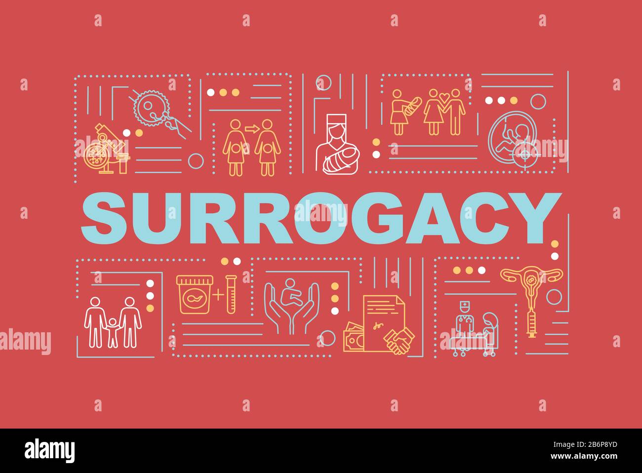 Surrogacy word concepts banner. Nurse assistance in clinic. Female egg ...