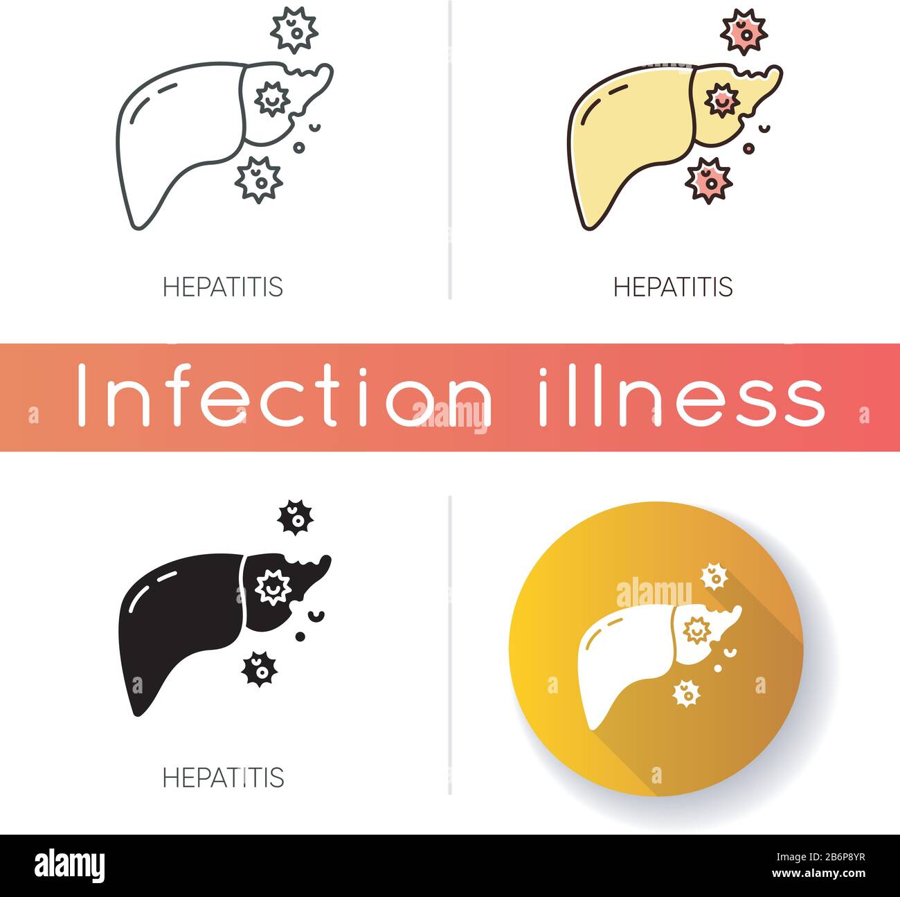 Hepatitis icon. Linear black and RGB color styles. Contagious liver ...