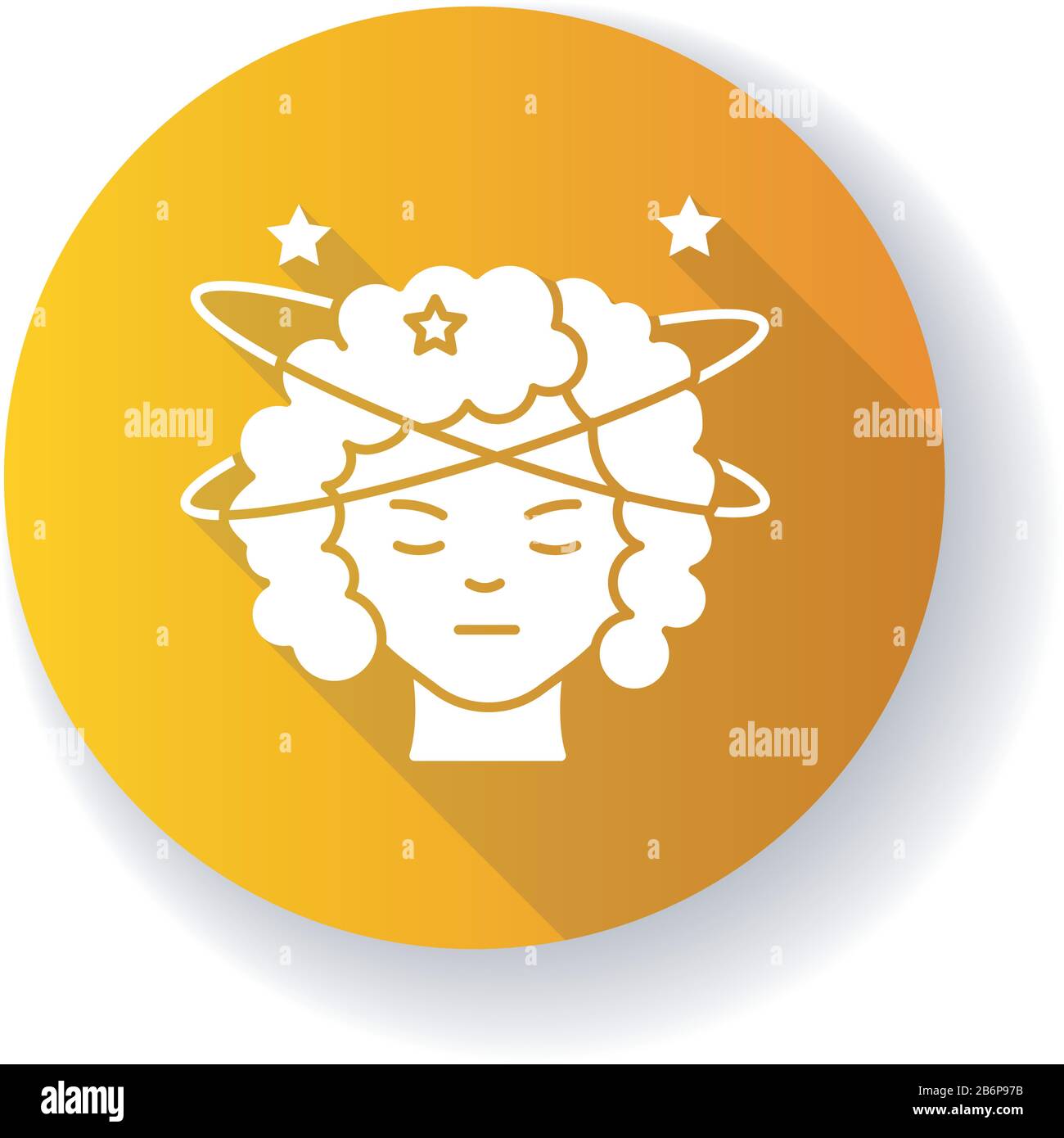 Dizziness orange flat design long shadow glyph icon. Person feeling ...
