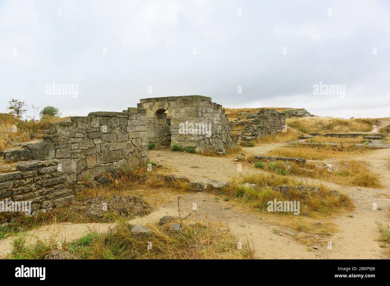 The ruins of the ancient Greek city of Panticapaeum on mount ...