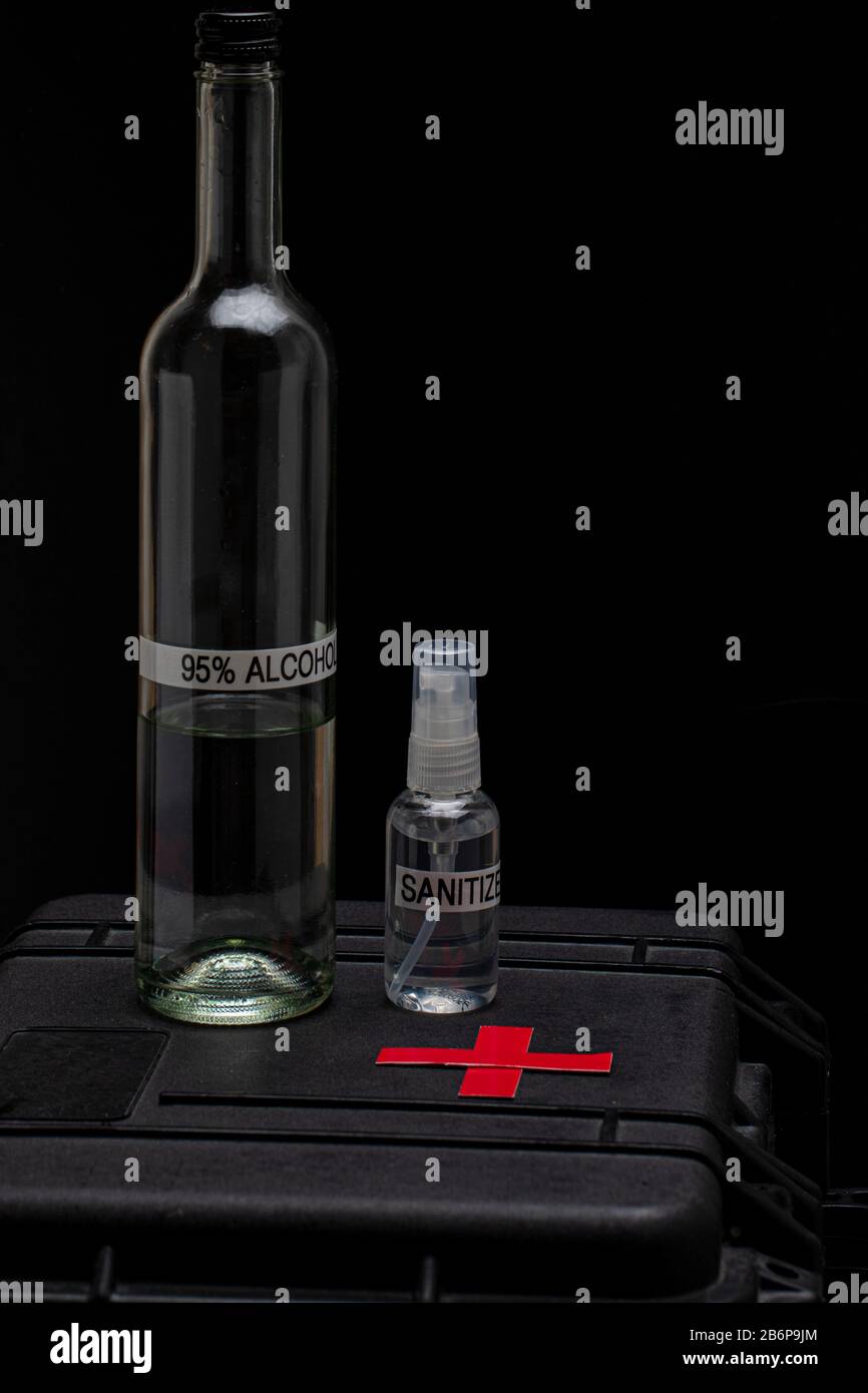 Sanitizer medical alcohol spirit based liquid to desinfect hands ...