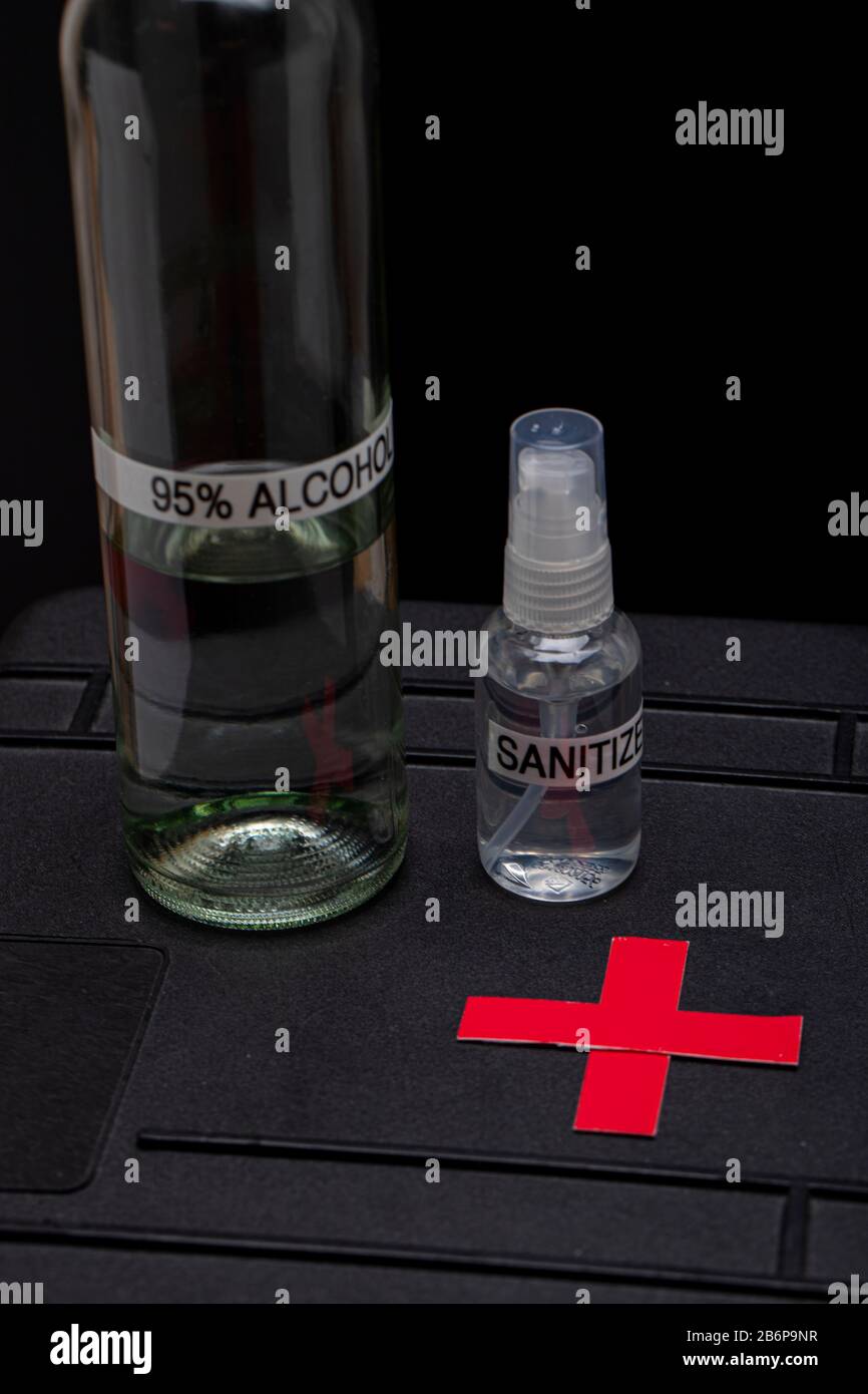 Sanitizer medical alcohol spirit based liquid to desinfect hands ...