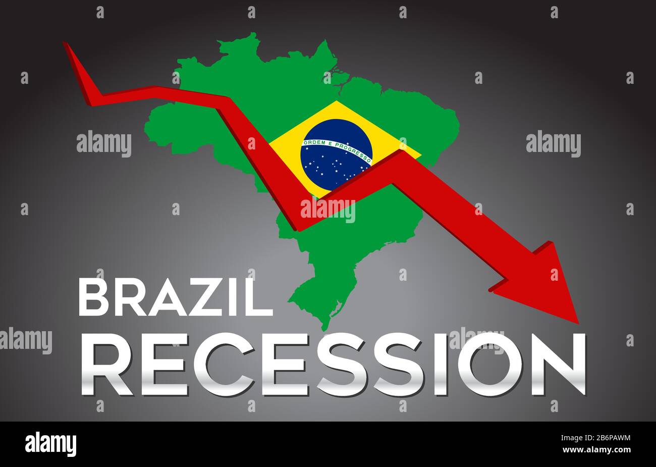 Map of Brazil Recession Economic Crisis Creative Concept with Economic ...