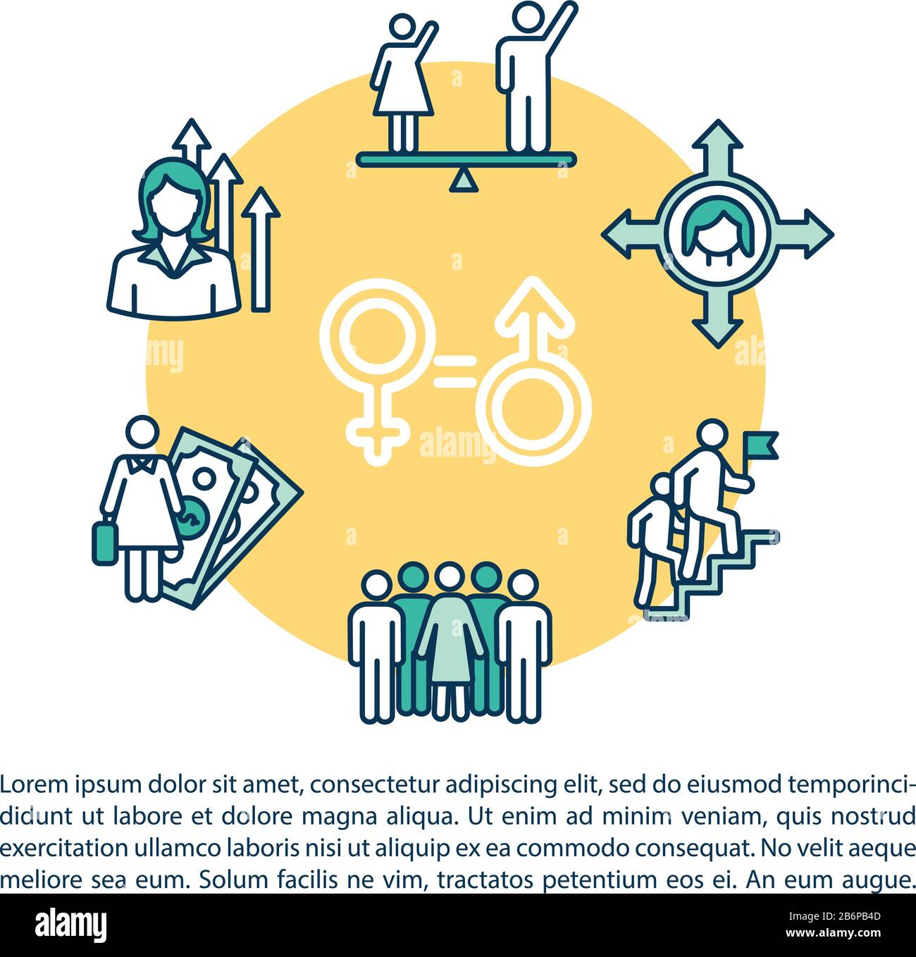 Workplace equality concept icon with text. Women and men job wages gap ...