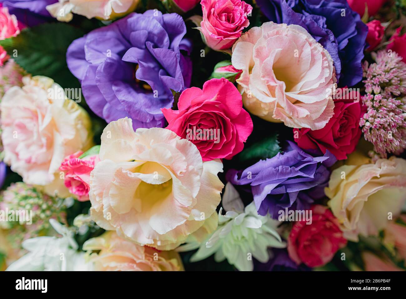 Background bouquet of diverse spring vibrant flowers in beautiful ...