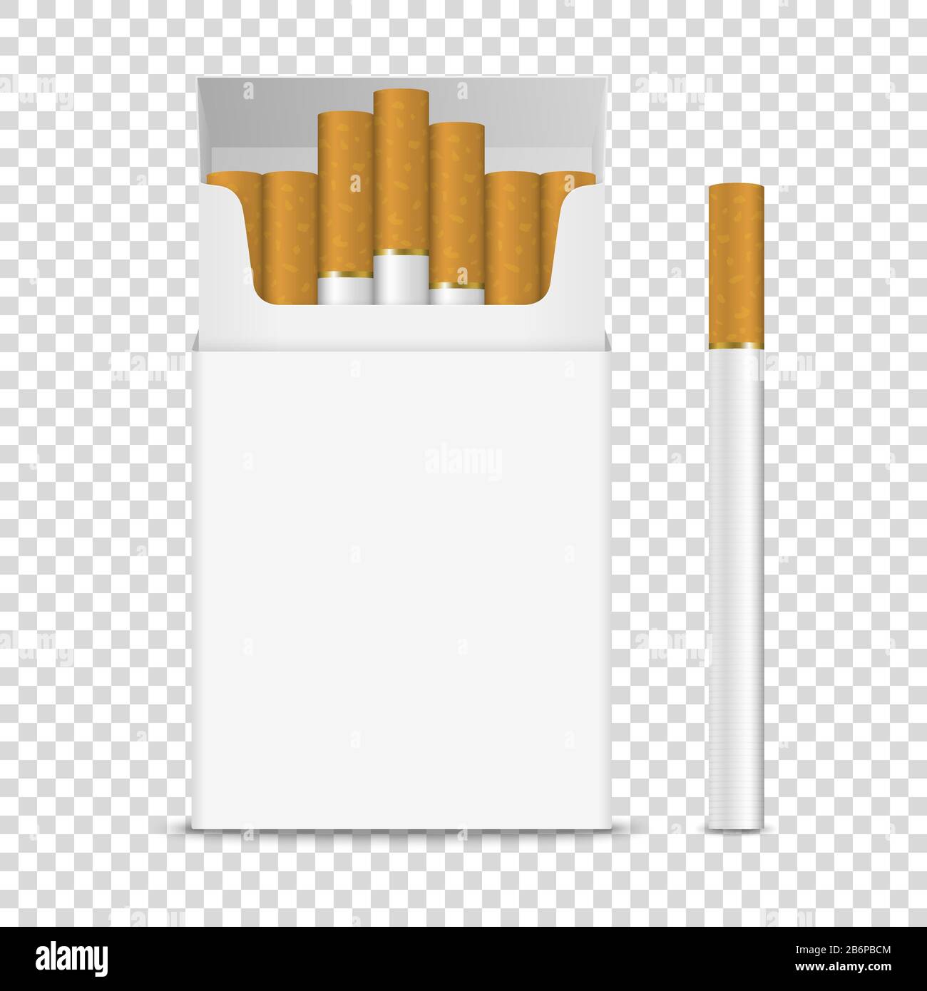 Vector Realistic Opened Clear Blank Cigarette Pack Box and Cigarette ...