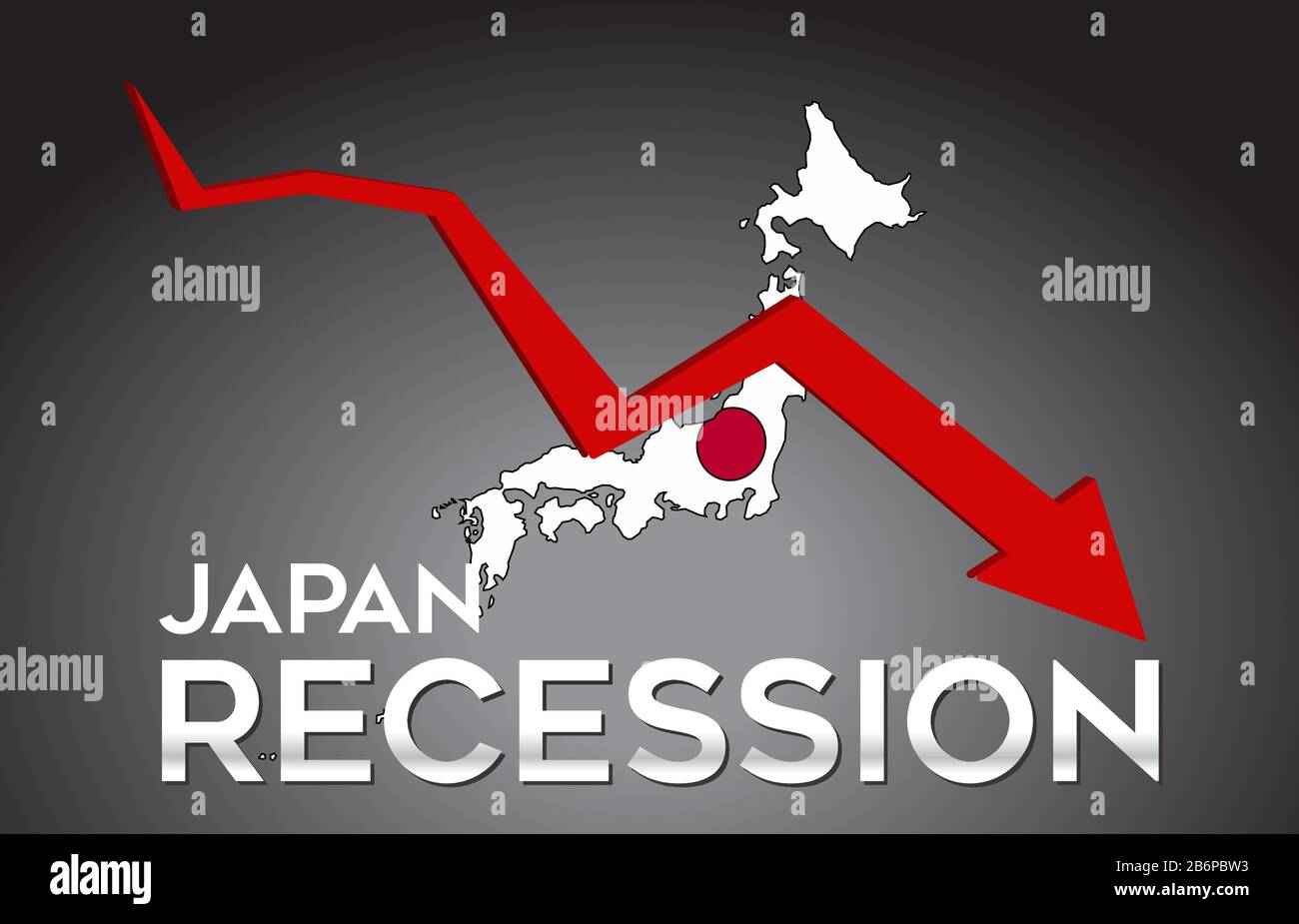 Map of Japan Recession Economic Crisis Creative Concept with Economic ...
