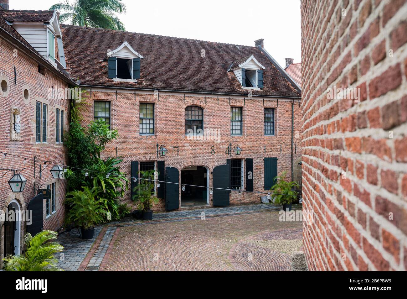 Courtyard of old dutch colonial Fort Zeelandia in Paramaribo, capital ...