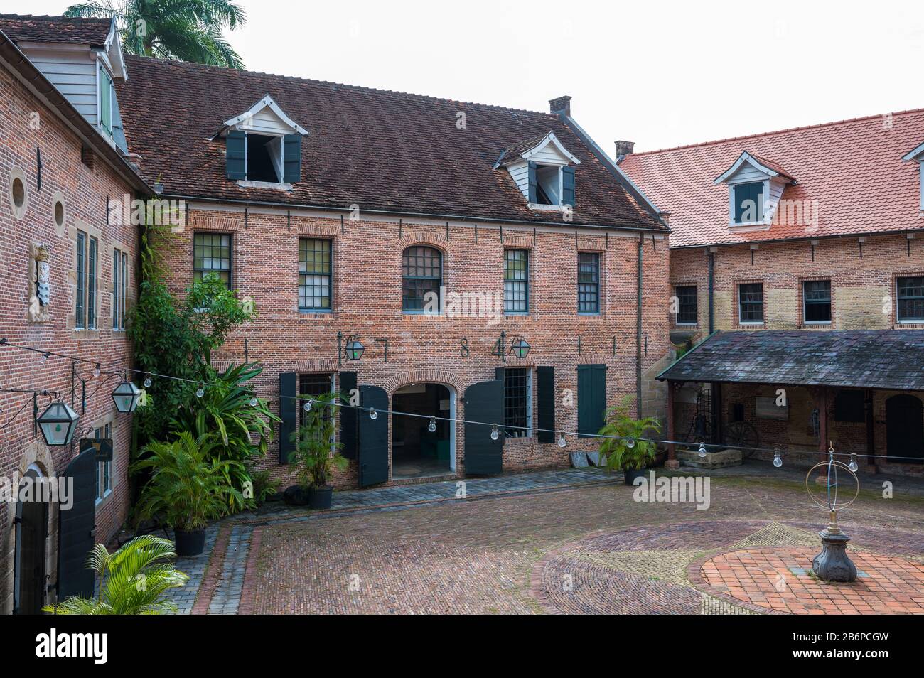 Courtyard of old dutch colonial Fort Zeelandia in Paramaribo, capital ...