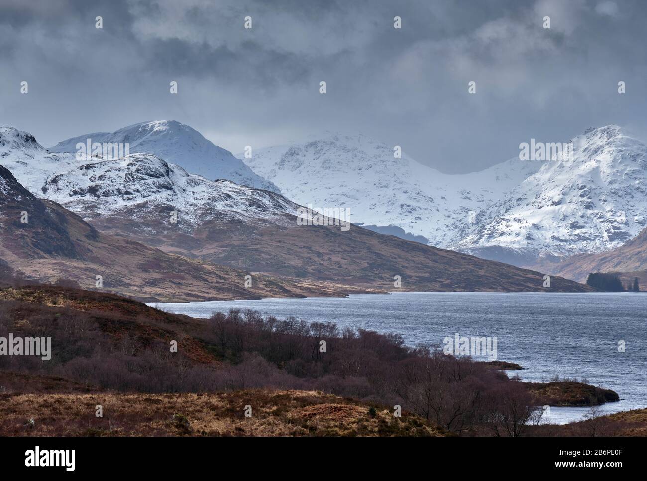 A' Chrois, Beinn Ime and Ben Vane seen across Loch Arklet, near ...
