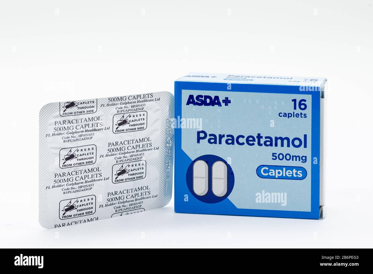 Largs, Scotland, UK - March 11, 2020: Asda branded Paracetamol caplets ...