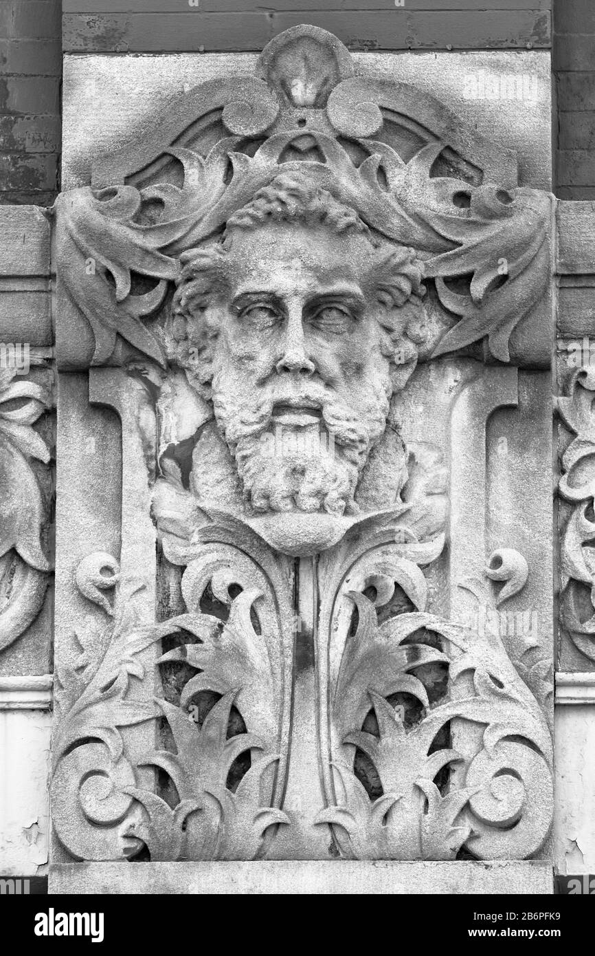 The limestone frieze of the Drhumor Building, in Asheville, NC, USA ...