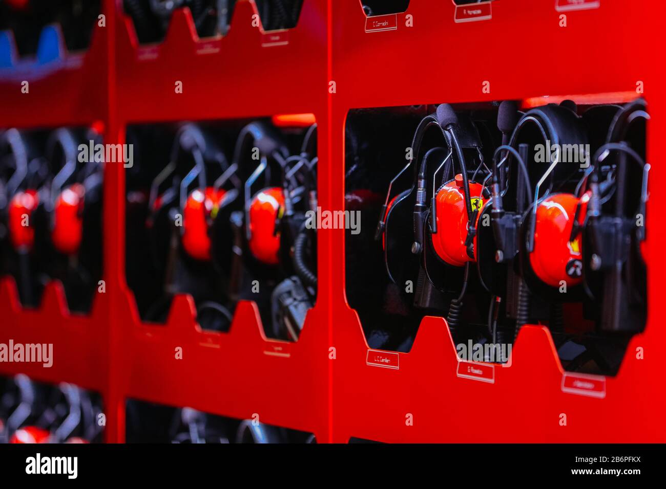 Melbourne, Australia. 11th Mar, 2020. Headsets at Scuderia Ferrari ...